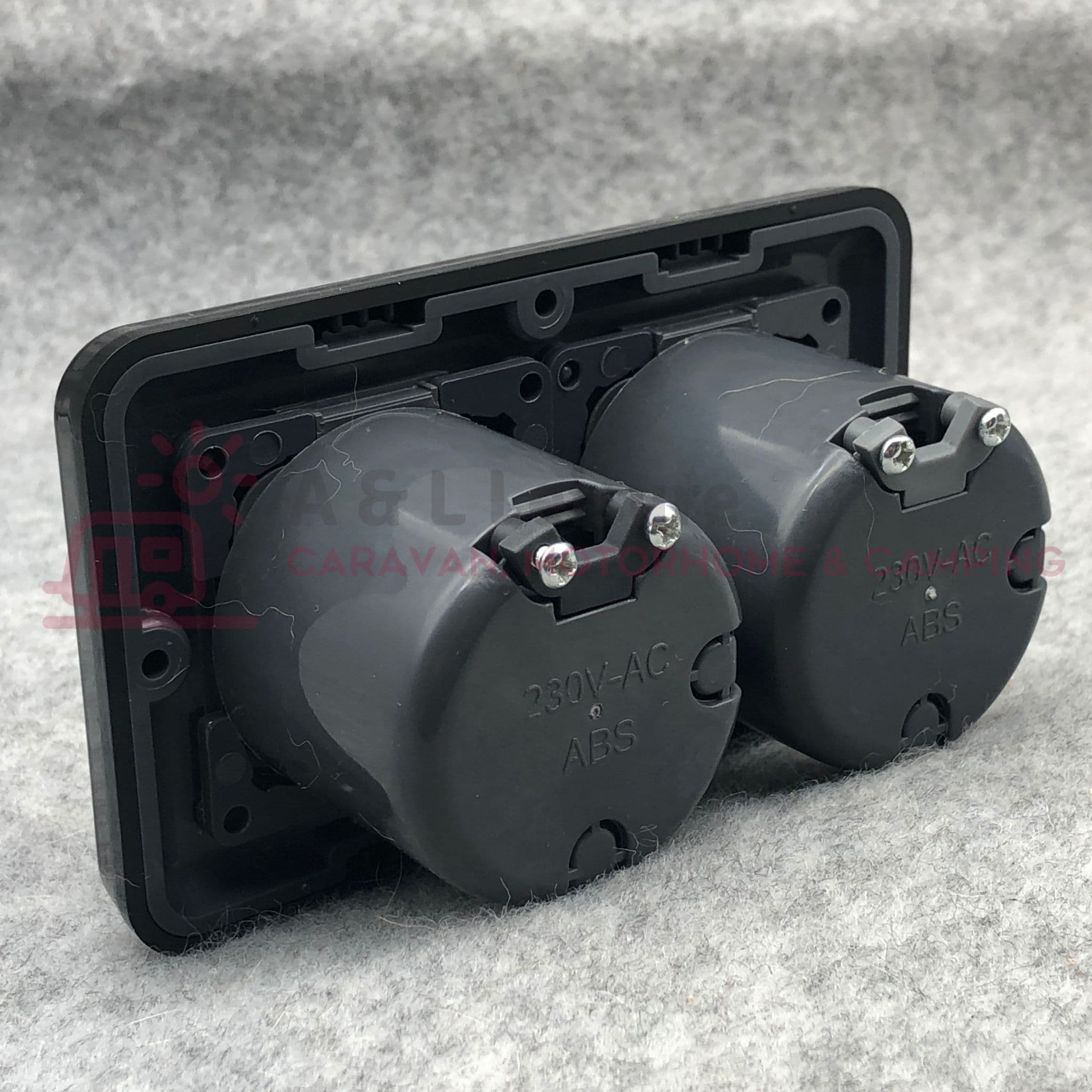 CBE C-Line 13a - 240v 2-Way Socket Faceplate & Back Box Gloss Black ...